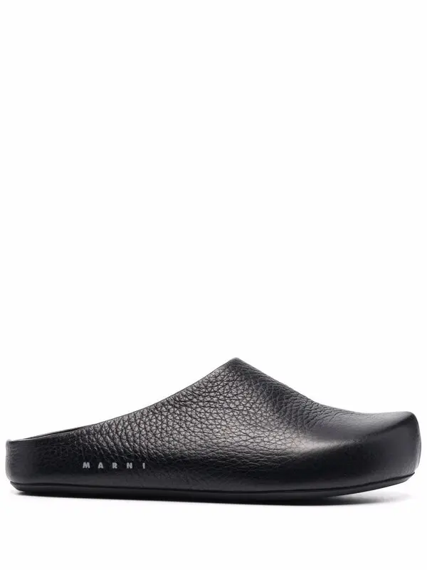 Marni Textured-leather Clog Slippers
