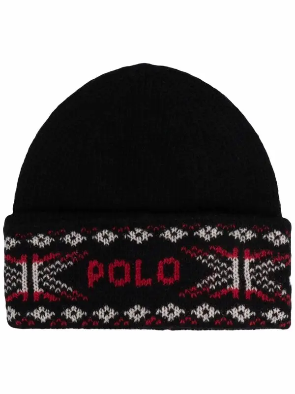 Polo Ralph Lauren Logo-knit Wool-blend Beanie - Black