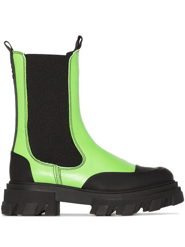 GANNI Chunky-sole Ankle Boots - Green