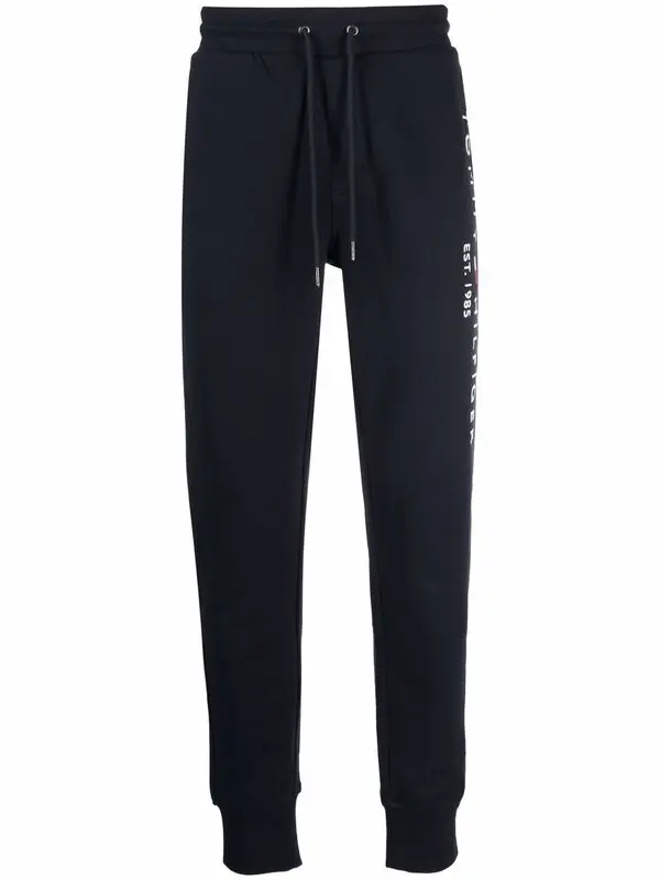 Tommy Hilfiger Logo-embroidered Drawstring Cotton Track Pants - Blue