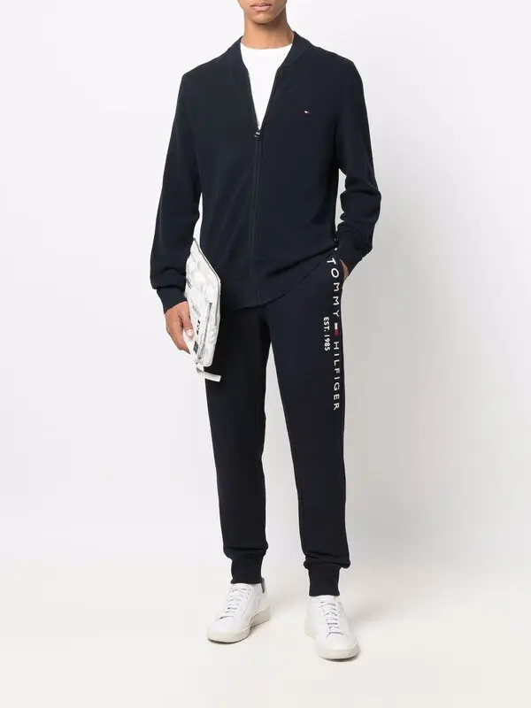 Tommy Hilfiger Logo-embroidered Drawstring Cotton Track Pants - Blue