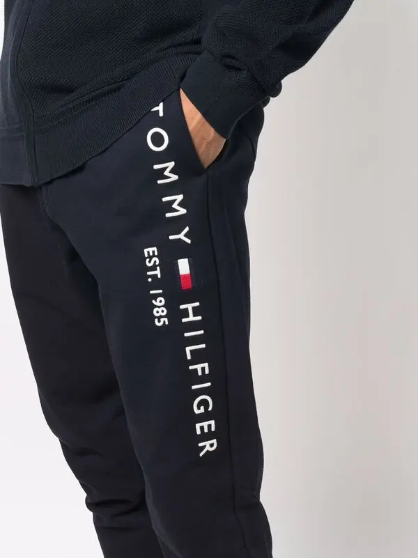 Tommy Hilfiger Logo-embroidered Drawstring Cotton Track Pants - Blue