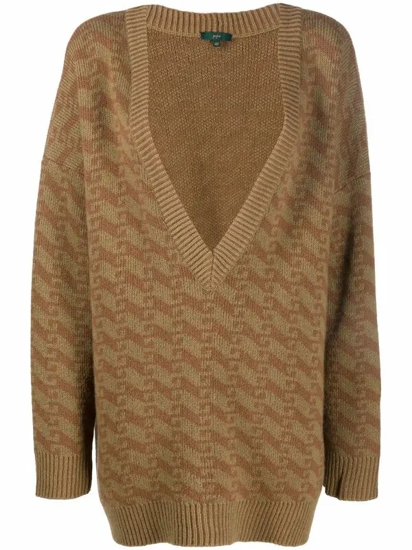 MAISON JEJIA Jacquard V-neck Jumper