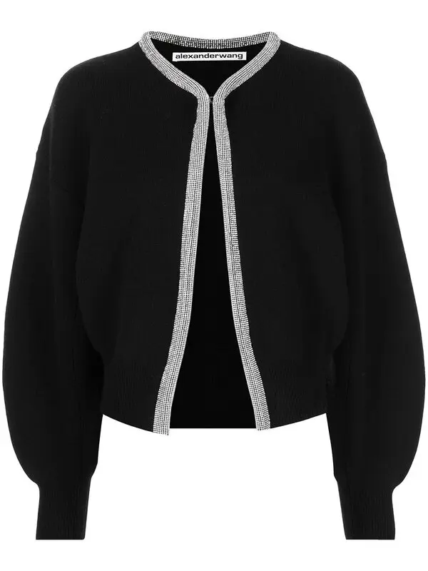 Alexander Wang Crystal-Trim Wool Cardigan - Black | Editorialist