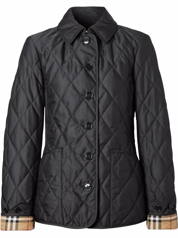 Mens Outerwear Burberry Quilted Jacket Mens Noir Burberry Diamond