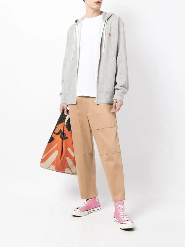 Play Comme Des Garcon Heart Patch Zip-up Hoodie