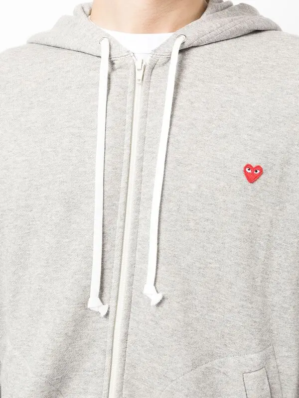 Play Comme Des Garcon Heart Patch Zip-up Hoodie
