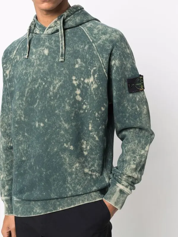 Stone Island Tie-Dye Print Hoodie - Green | Editorialist