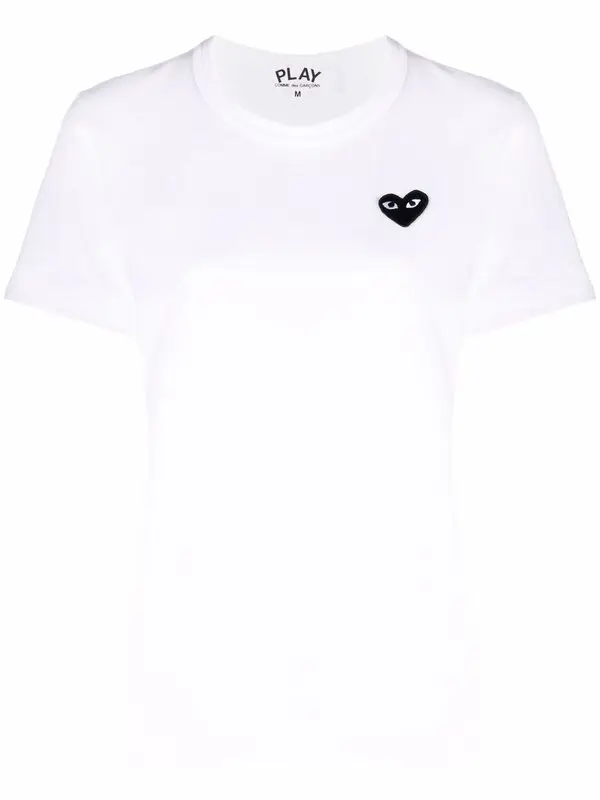 Play Comme Des Garcon Heart-embroidered Motif T-shirt - White