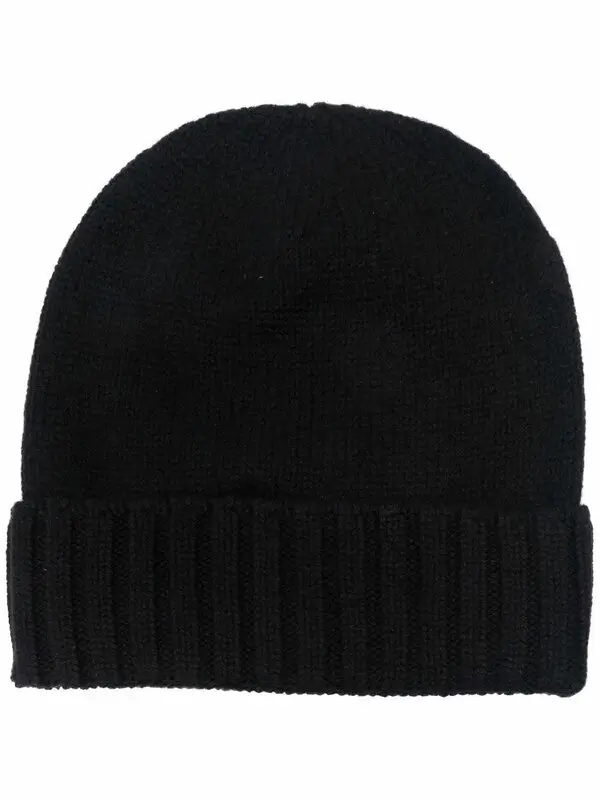 DELL'OGLIO Ribbed Beanie - Black