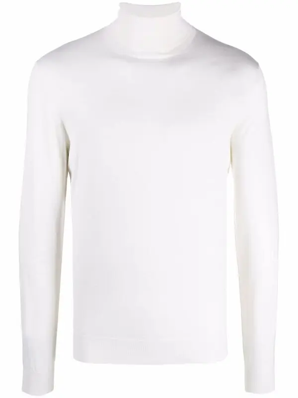 DELL'OGLIO Fine Knit Roll Neck Jumper - White
