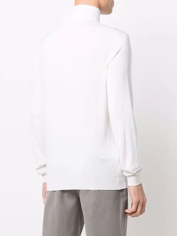 DELL'OGLIO Fine Knit Roll Neck Jumper - White