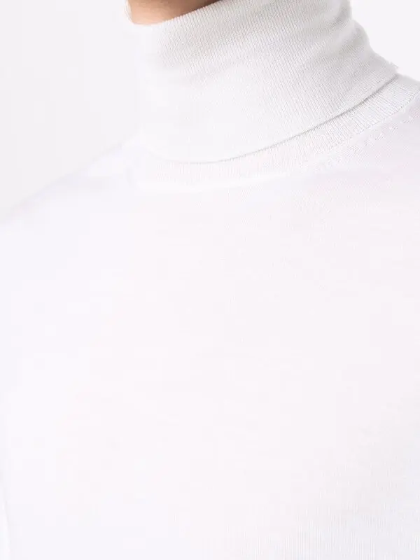 DELL'OGLIO Fine Knit Roll Neck Jumper - White