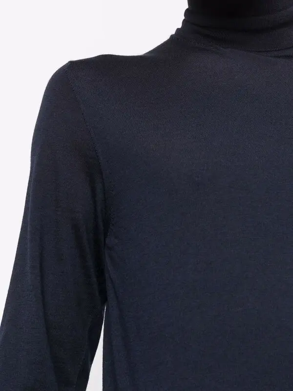 DELL'OGLIO Fine Knit Roll Neck Jumper - Blue