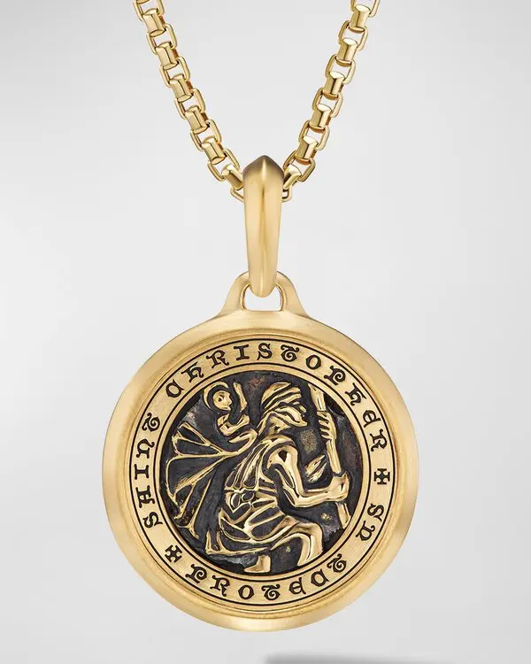 David Yurman 18k St. Christopher Pendant, 34.5mm - Gold