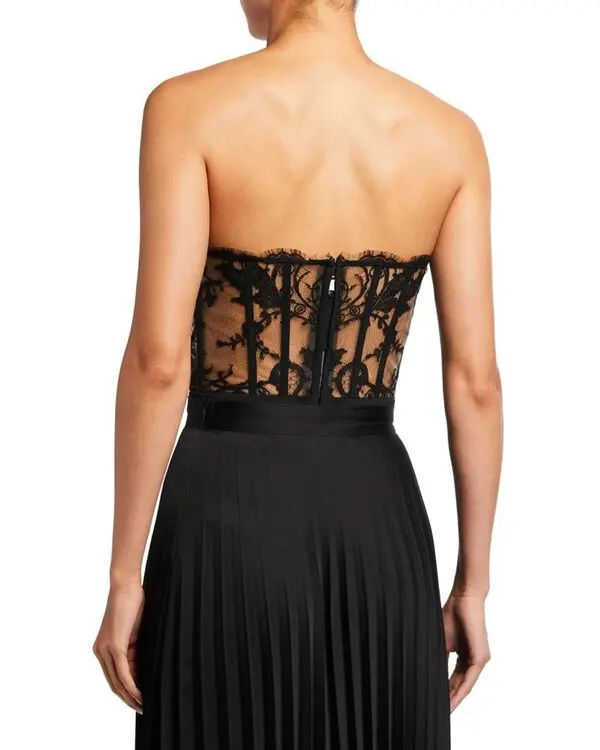Alexander McQueen Strapless Lace Bustier Top - Black