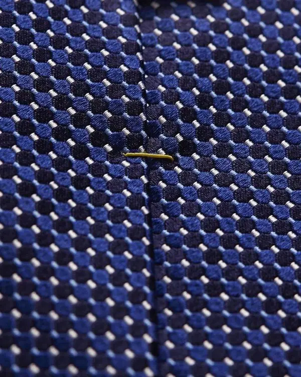 Eton Micro-circle Patterned Silk Tie - Navy