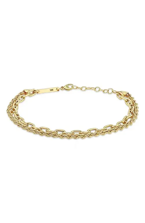 Zoe Chicco Rope & Oval Double Strand Bracelet - 14k Yellow Gold