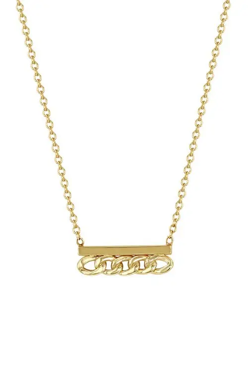 Zoe Chicco 14k Gold Curb Chain Bar Pendant Necklace - 14k Yg