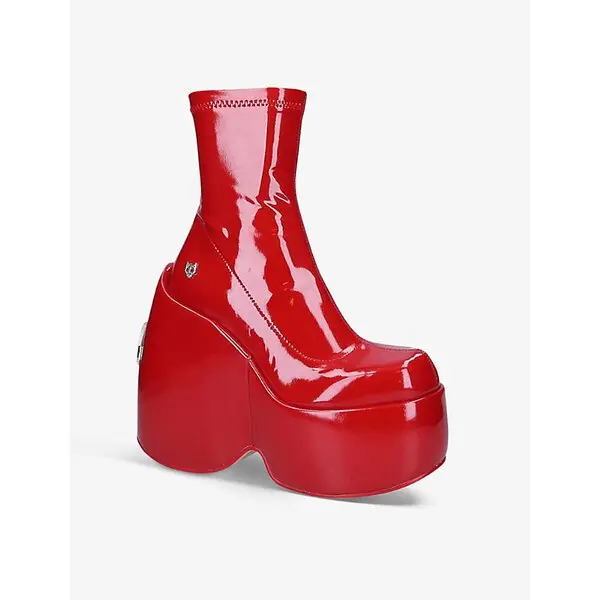 NAKEDWOLFE MAYHEM プラットフォームブーツ Naked Wolfe Mayhem Faux-Leather Platform Ankle Boots - Red