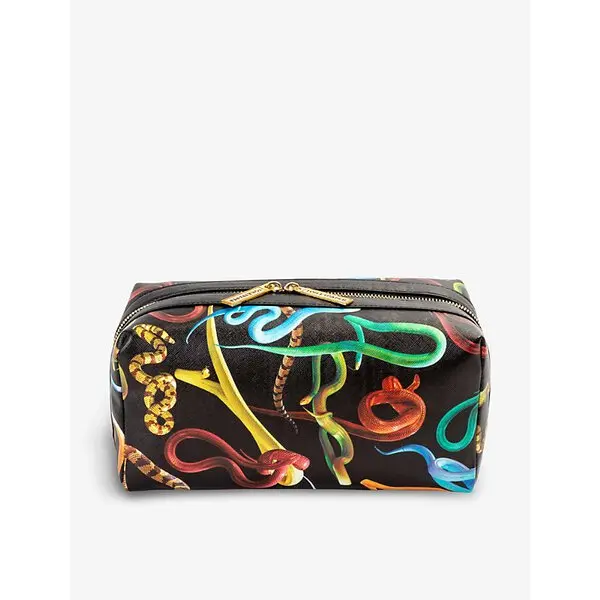 SELETTI Toiletpaper Snake-print Wash Bag - Black/yellow