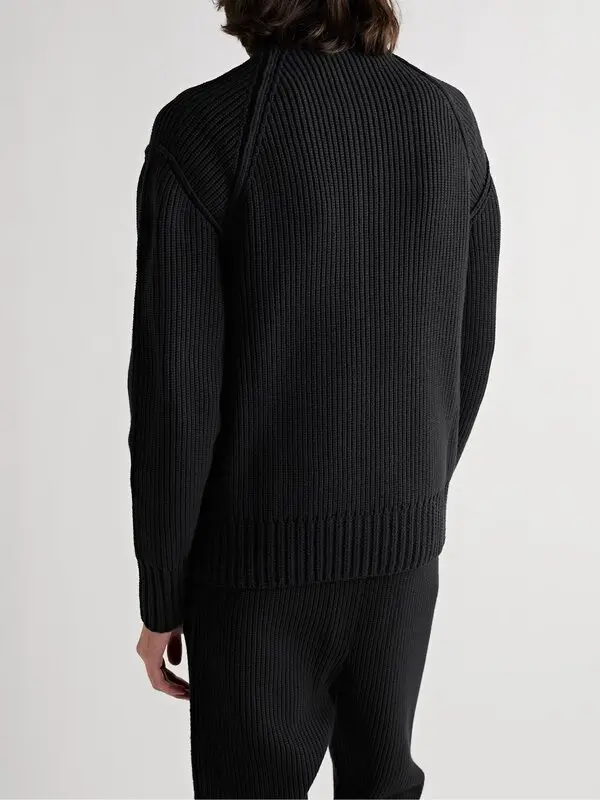 Moncler 6 1017 Alyx 9sm Ribbed-Knit Half-Zip Sweater - Black