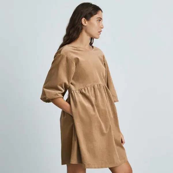 Everlane Corduroy Mini Shirt Dress - Biscotti