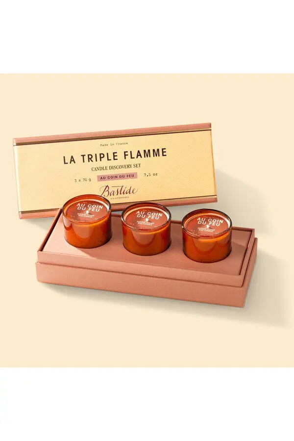 BASTIDE Au Coin Du Feu Trio Scented Candles - Red