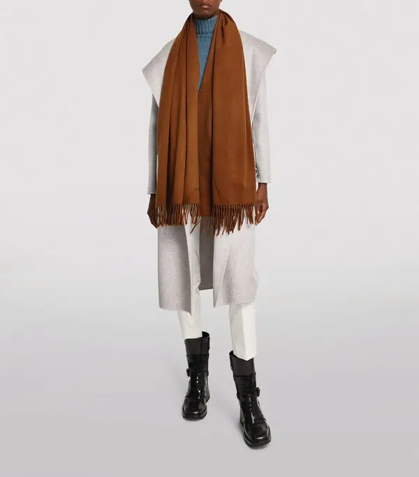 Max Mara Cashmere Fringed Scarf - Brown