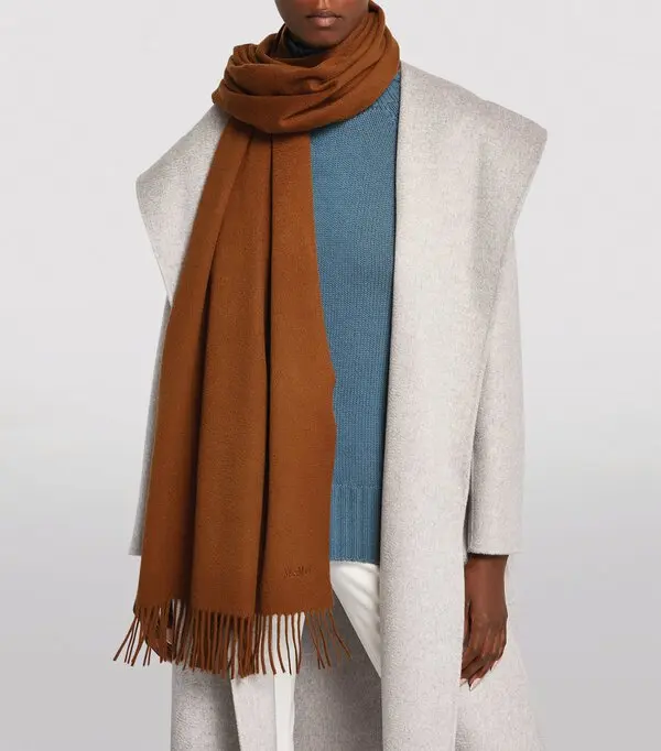 Max Mara Cashmere Fringed Scarf - Brown