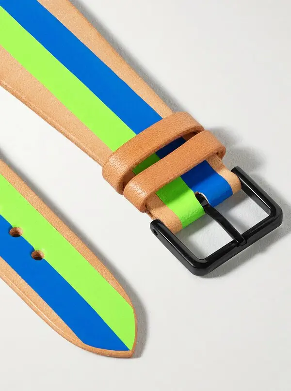 LACALIFORNIENNE Striped Leather Watch Strap - Blue