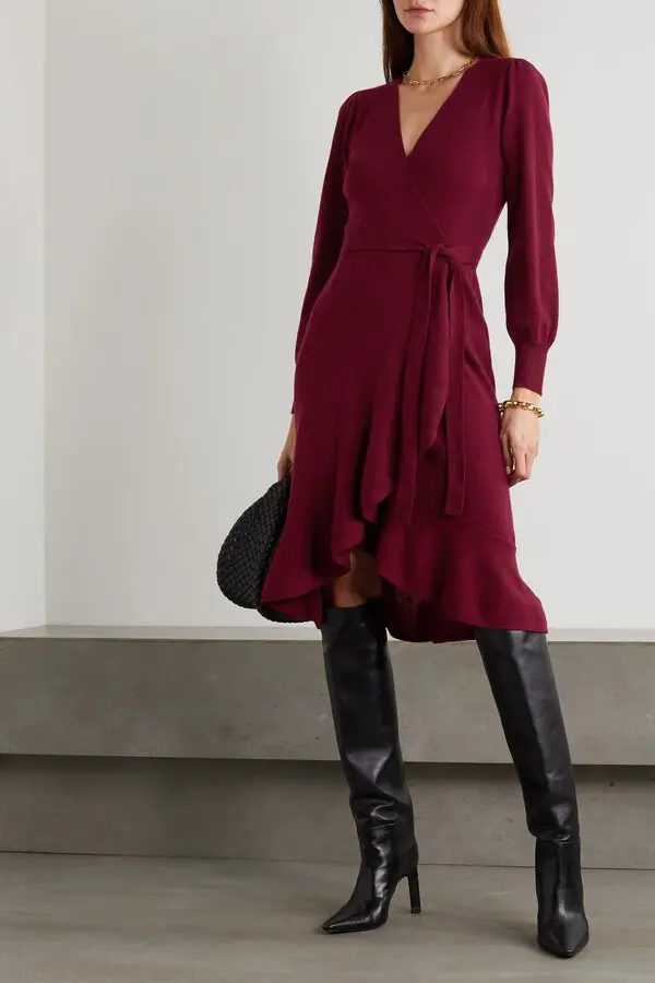 burgundy cord pinafore dress Wool Cashmere Blend Dress