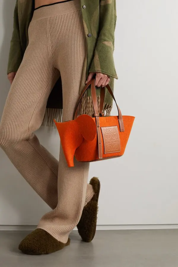 Loewe Elephant Small Leather-trimmed Felt Tote