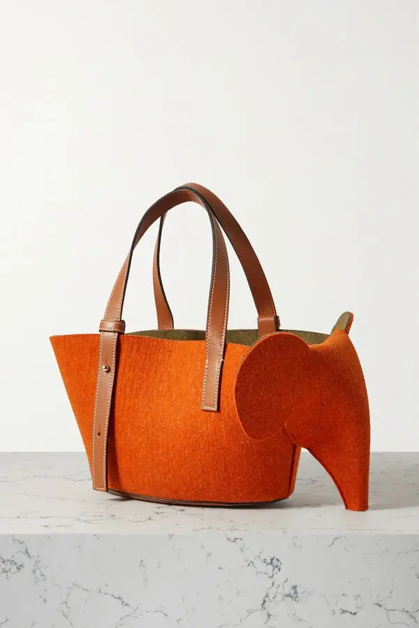 Loewe Elephant Small Leather-trimmed Felt Tote