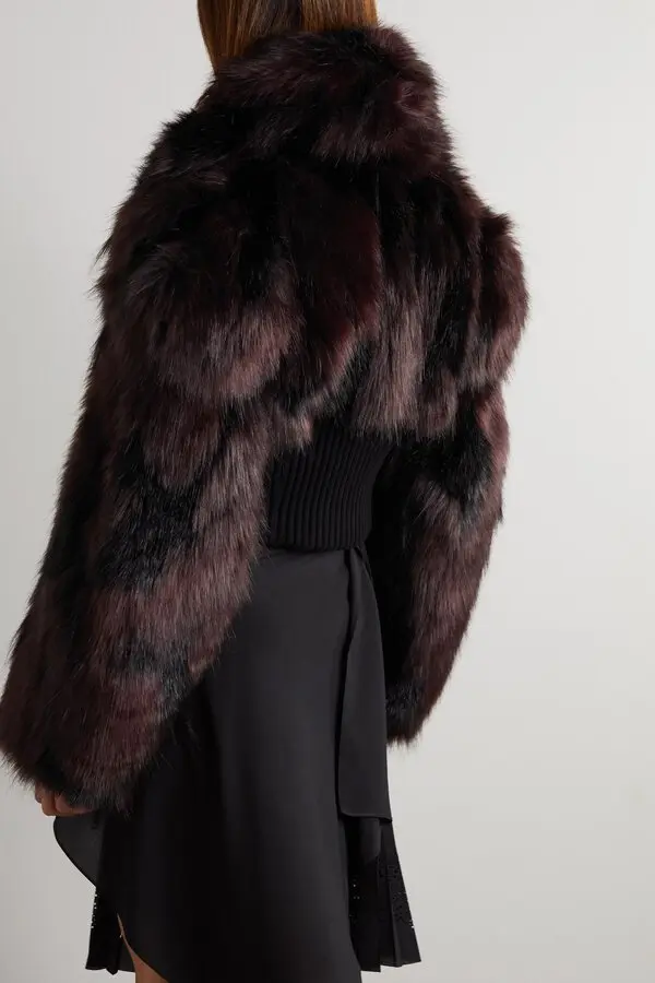 Givenchy Faux Fur And Ribbed Wool-blend Jacket