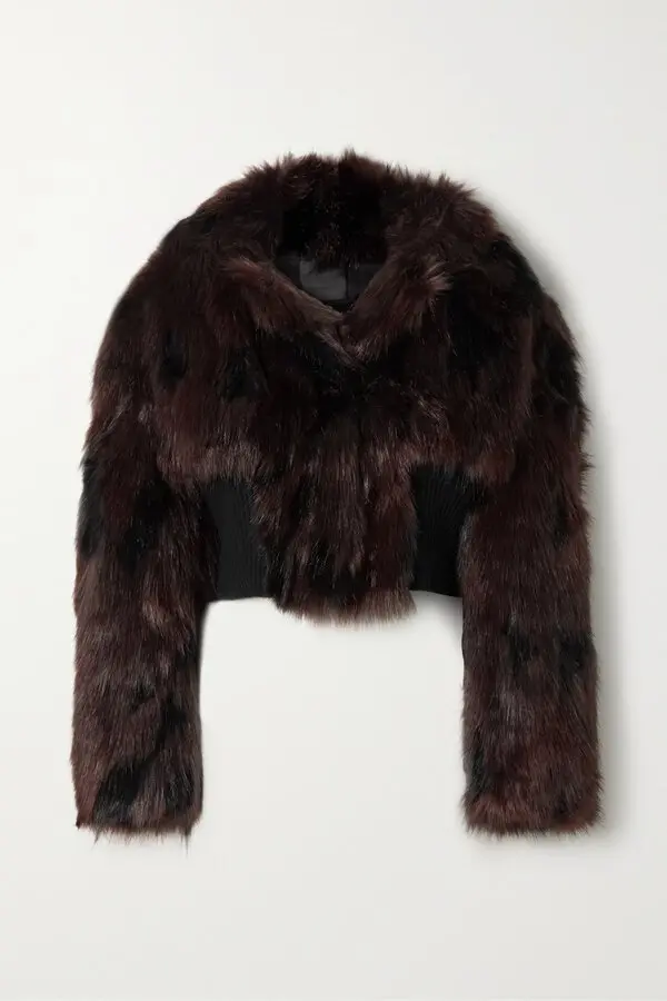 Givenchy Faux Fur And Ribbed Wool-blend Jacket