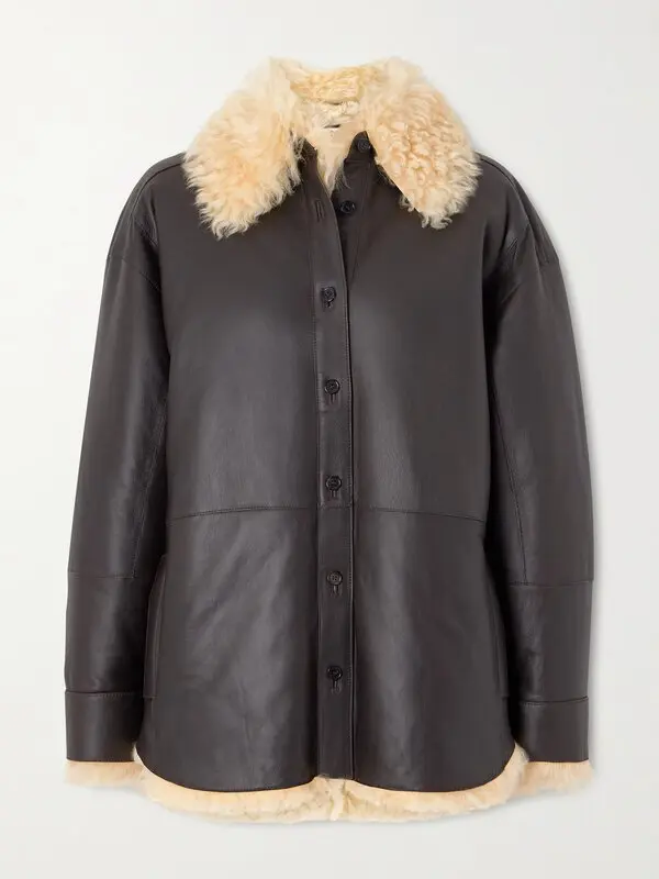 Acne Studios Shearling And Leather Jacket - Brown