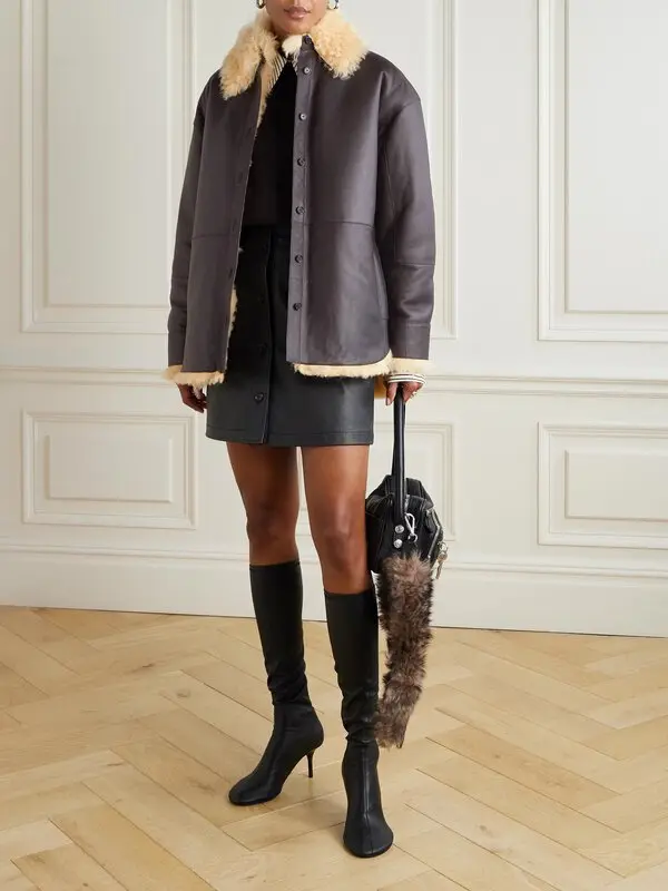 Acne Studios Shearling And Leather Jacket - Brown