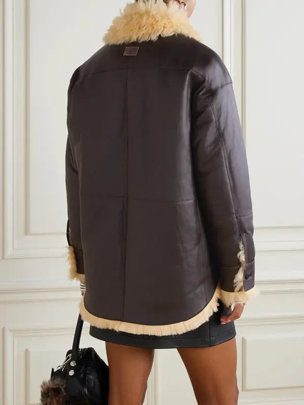 Acne Studios Shearling And Leather Jacket - Brown