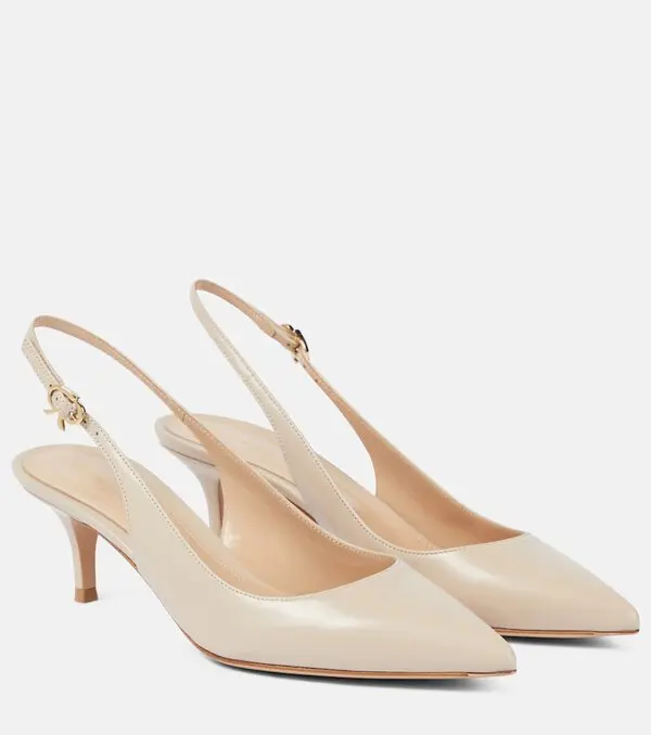 GIANVITO ROSSI Ribbon Slingback Pumps - Beige