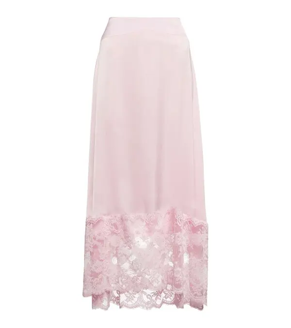 Rabanne Lace-trimmed Satin Midi Skirt