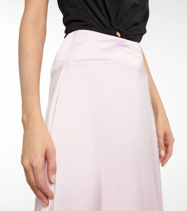 Rabanne Lace-trimmed Satin Midi Skirt