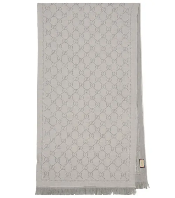 Gucci Gg Wool Jacquard Scarf - White