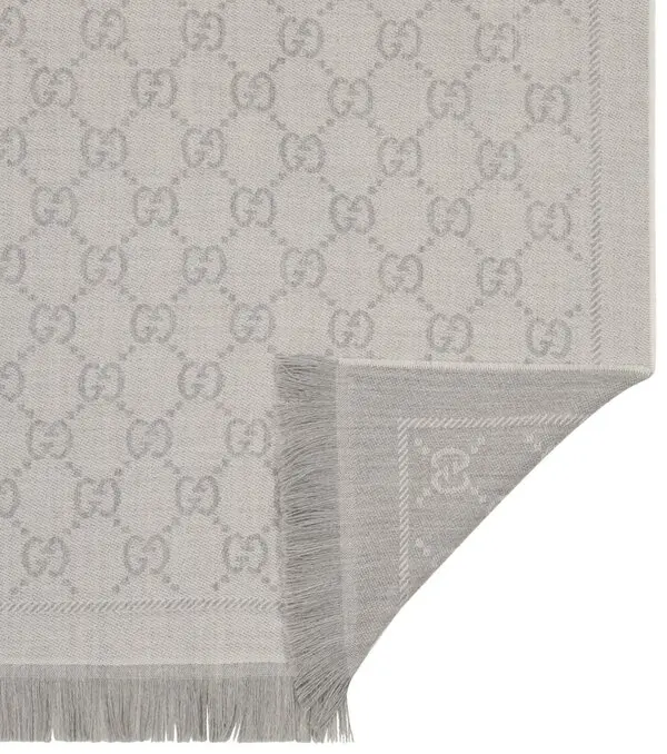 Gucci Gg Wool Jacquard Scarf - White