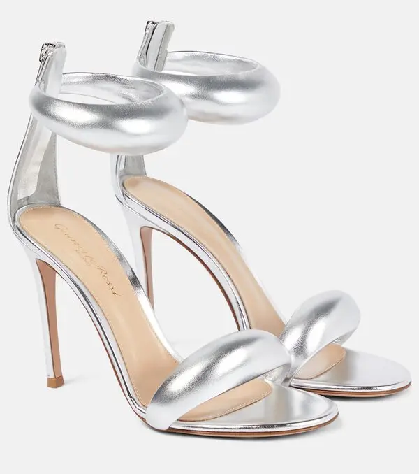 GIANVITO ROSSI Bijoux 105 Leather Sandals - Silver