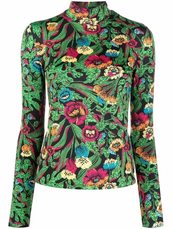 La DoubleJ Floral-print Turtleneck Top