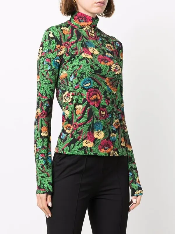 La DoubleJ Floral-print Turtleneck Top