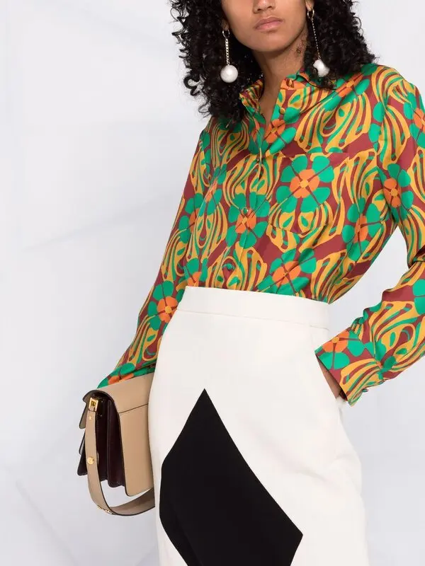 La DoubleJ Silk Abstract Floral Print Shirt