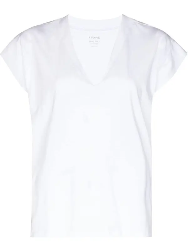 FRAME Short-sleeved V-neck T-shirt - White