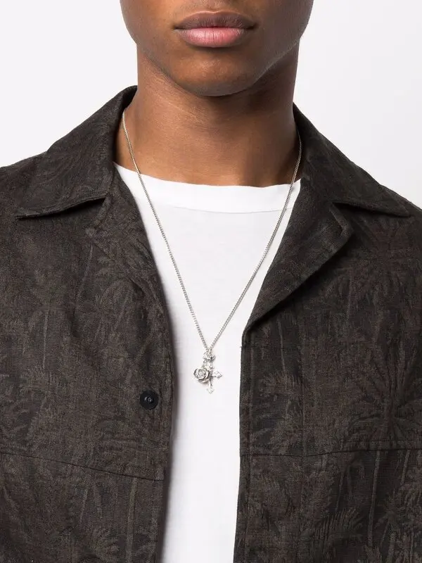 Emanuele Bicocchi Rose And Cross Pendant Necklace